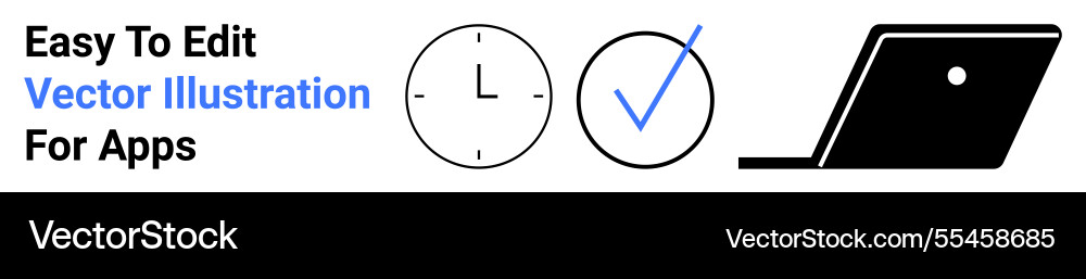 Clock checkmark and laptop representing time Vector Image