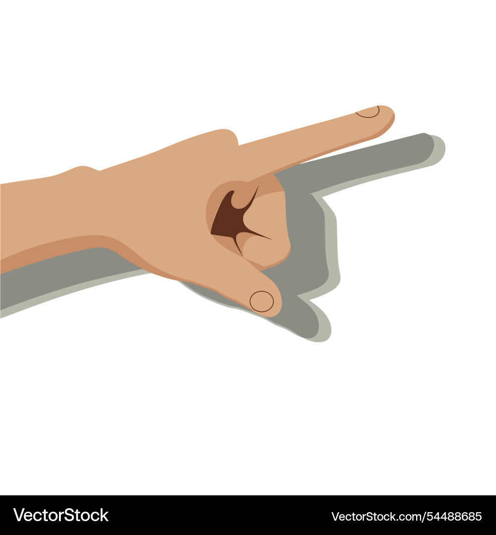 Hand gesture pointing to the right with a shadow Vector Image