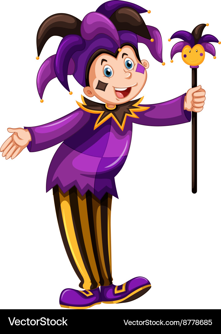 Jester in purple costume Royalty Free Vector Image