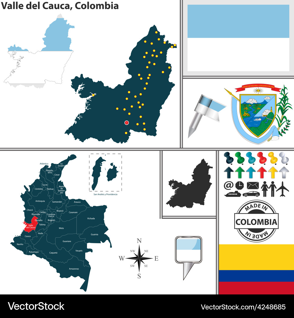 Landkarte von valle del cauca Lizenzfreies Vektorbild