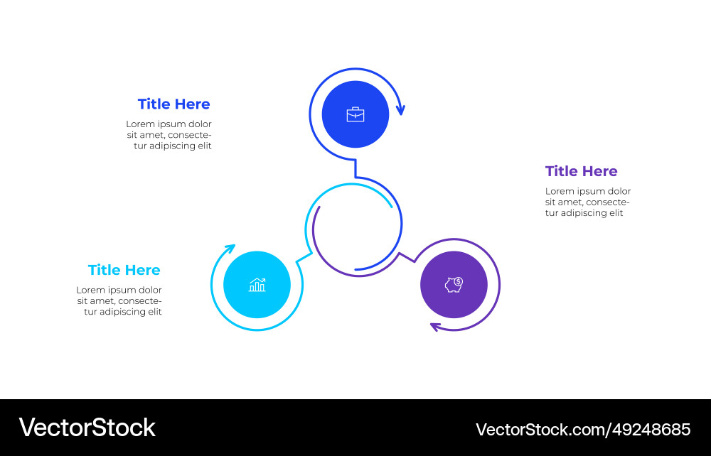Outline cycle diagram with 3 options or steps Vector Image