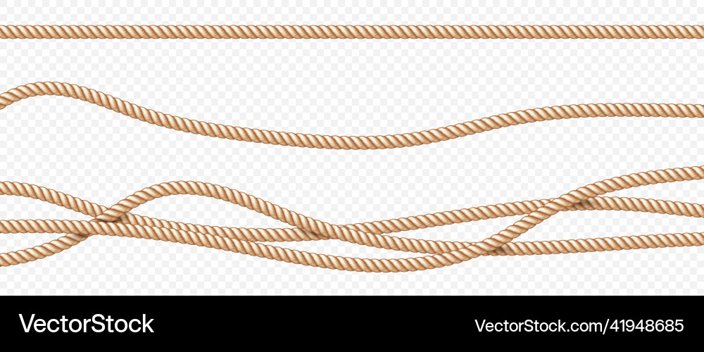 Realistic fiber ropes set isolated on transparent Vector Image