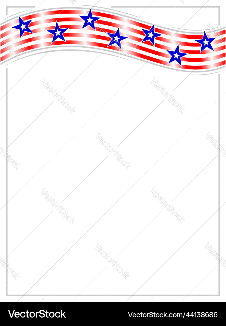 American flag symbols frame ribbon Royalty Free Vector Image