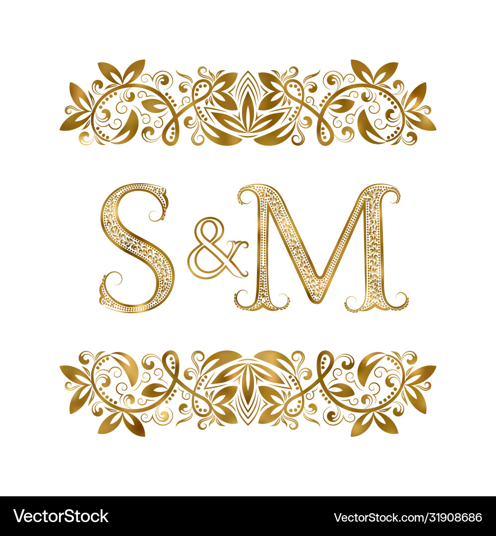 S and m vintage initials logo symbol letters Vector Image