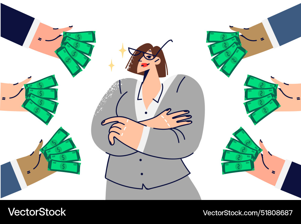 Bribe for business woman refusing corruption Vector Image