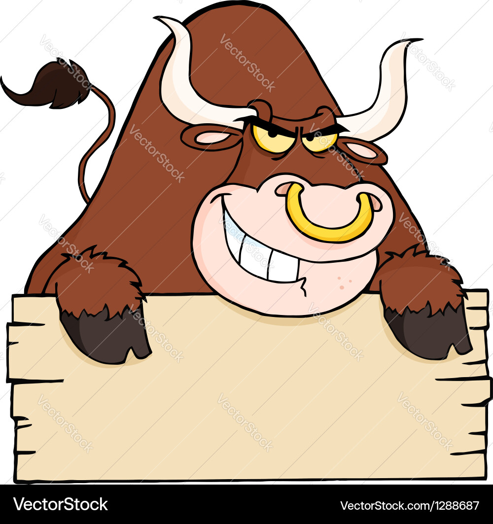 Brown bull and blank sign Royalty Free Vector Image