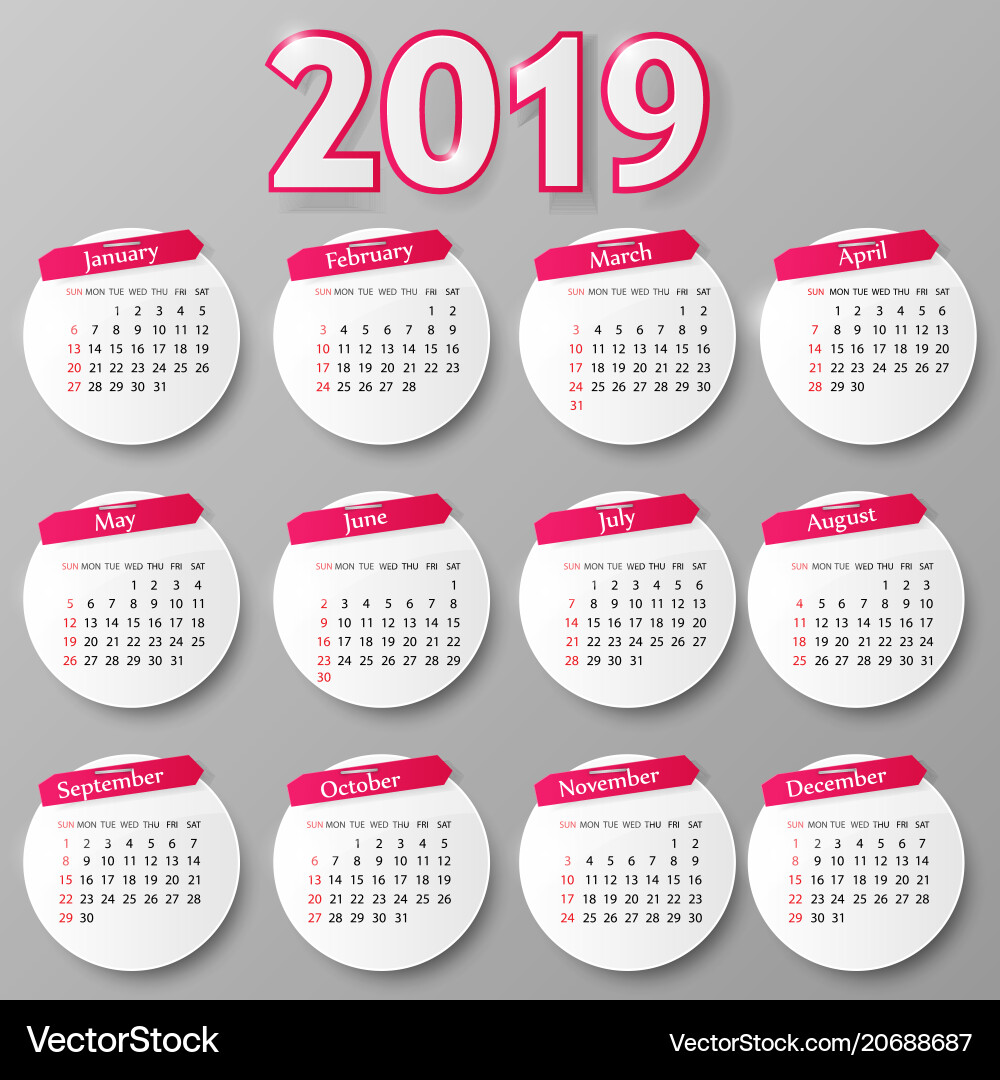 Calendar design Royalty Free Vector Image - VectorStock