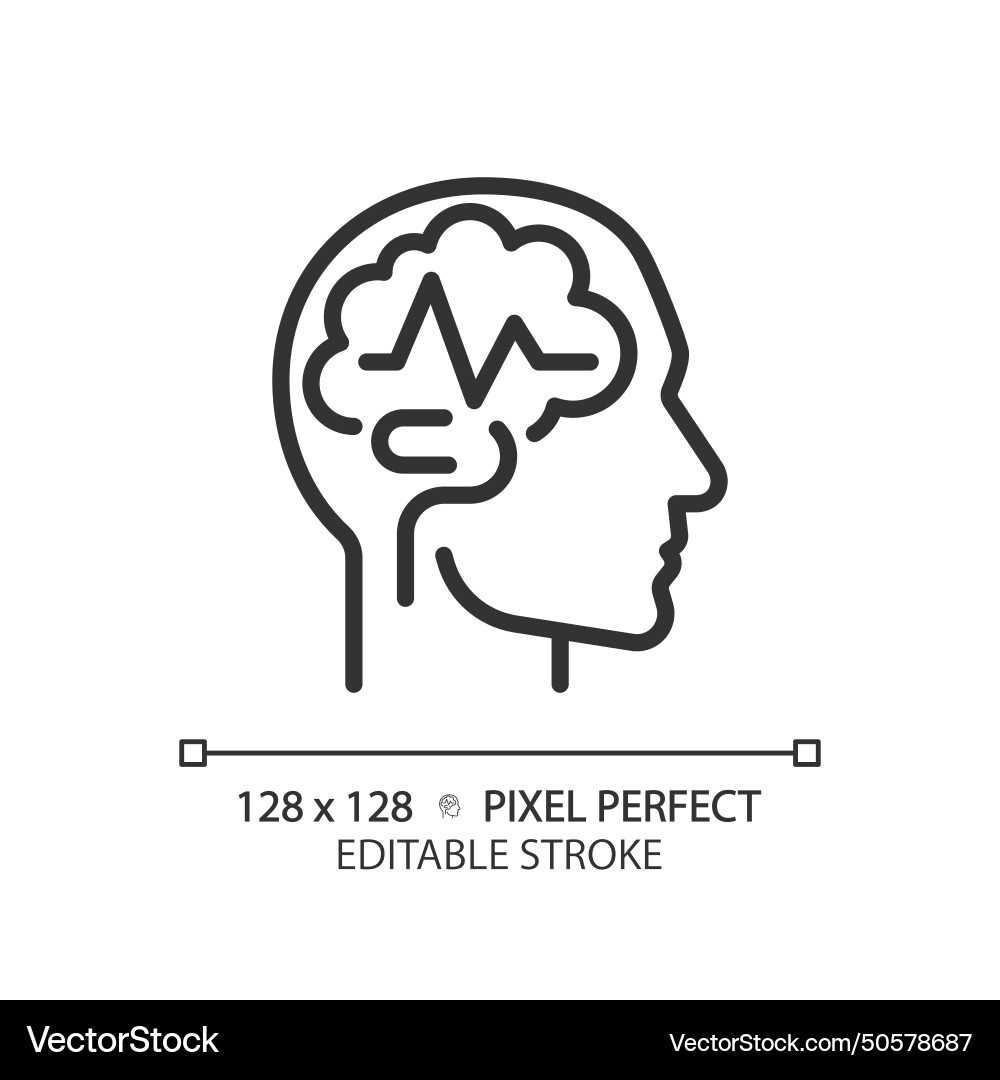 Epilepsy brain linear icon Royalty Free Vector Image