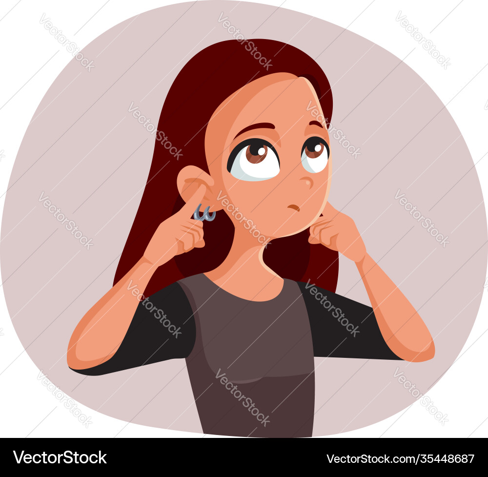 Indifferent teen girl covering her ears Royalty Free Vector
