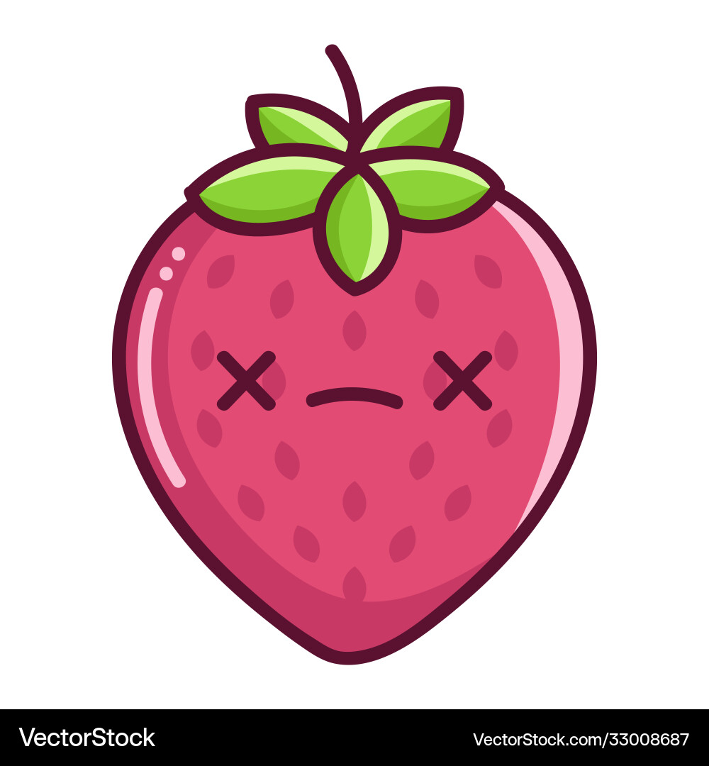 Kawaii dead strawberry fruit cartoon Royalty Free Vector