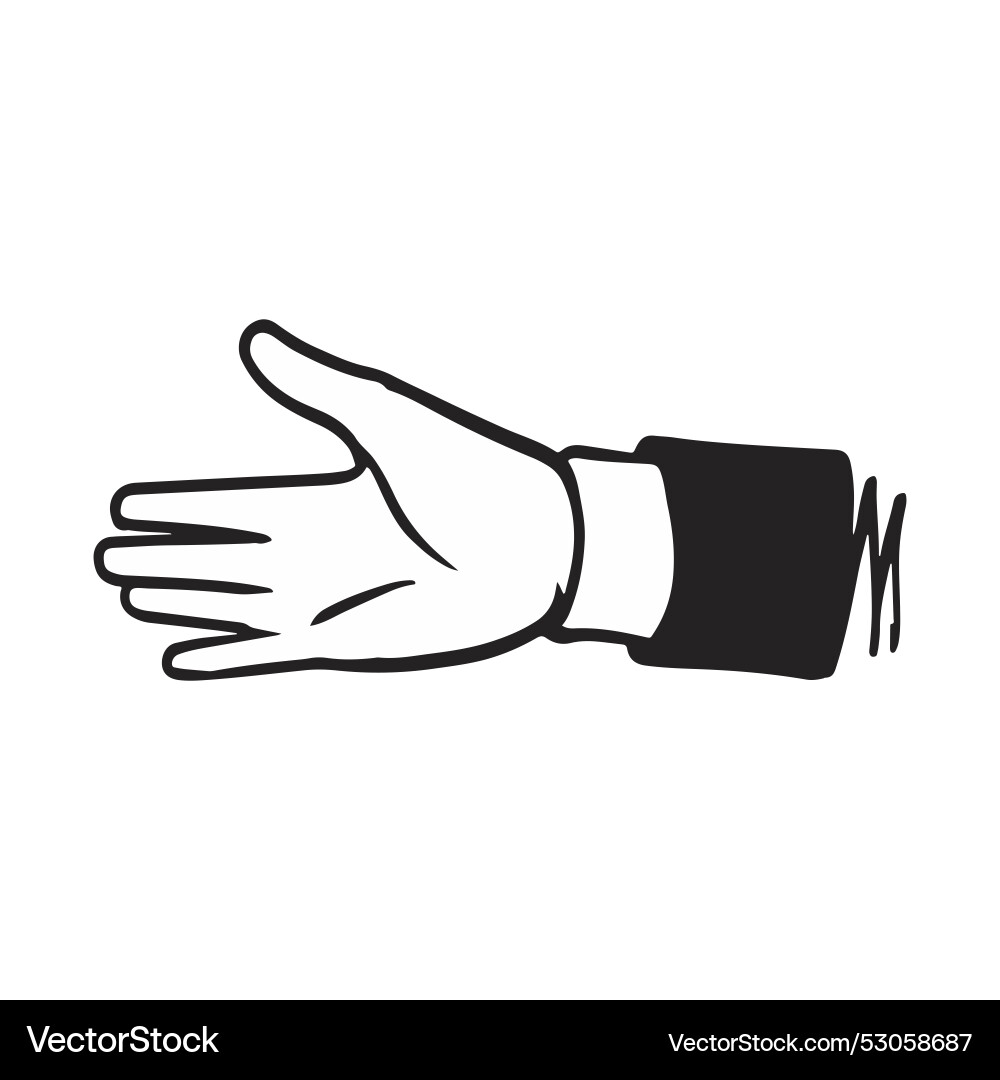 Open hand gesture cartoon drawing style Royalty Free Vector
