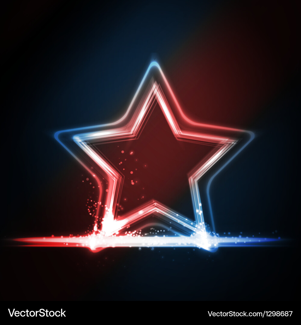 Red blue white glowing frame shaped as a star Vector Image
