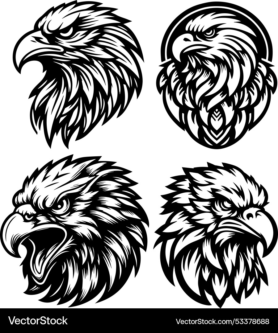 Eagle head line art designs Royalty Free Vector Image