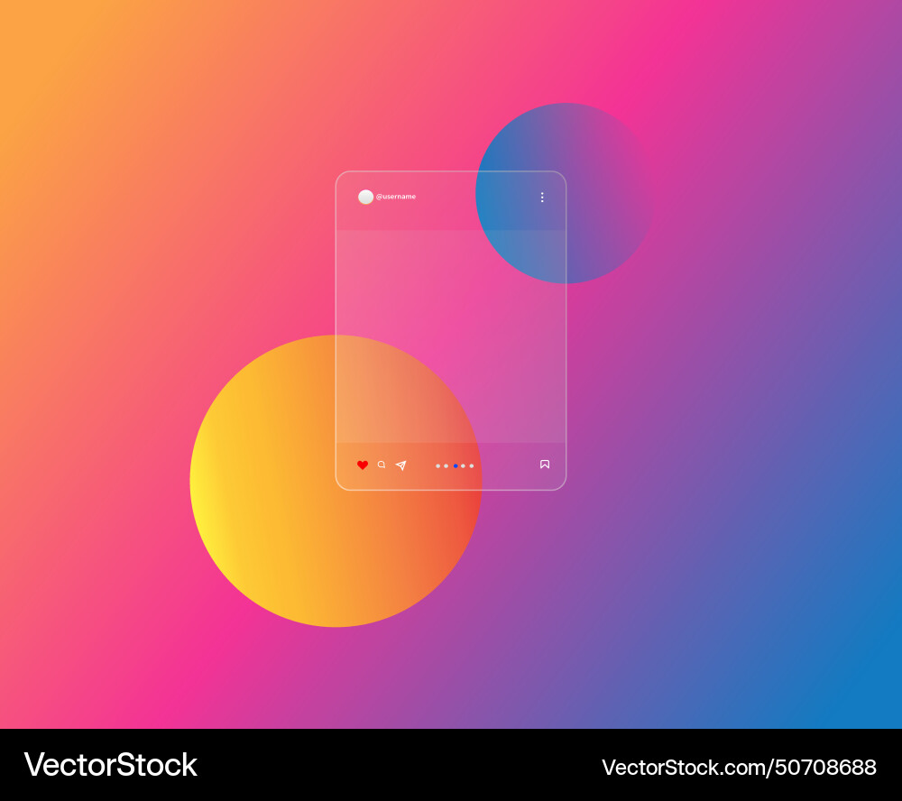 Glassmorphic instagram post template Royalty Free Vector