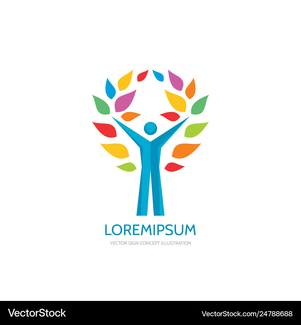 Positive logo template human character Royalty Free Vector