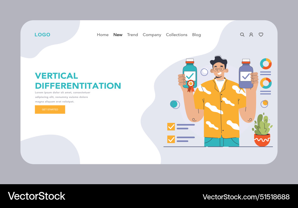 Product differentiation web or landing Royalty Free Vector