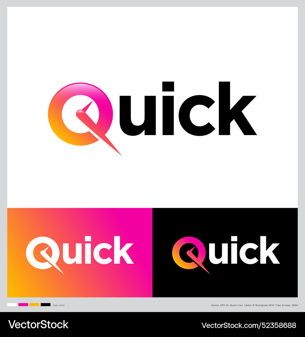 Quick logo speed icon letter q with hour hands Vector Image