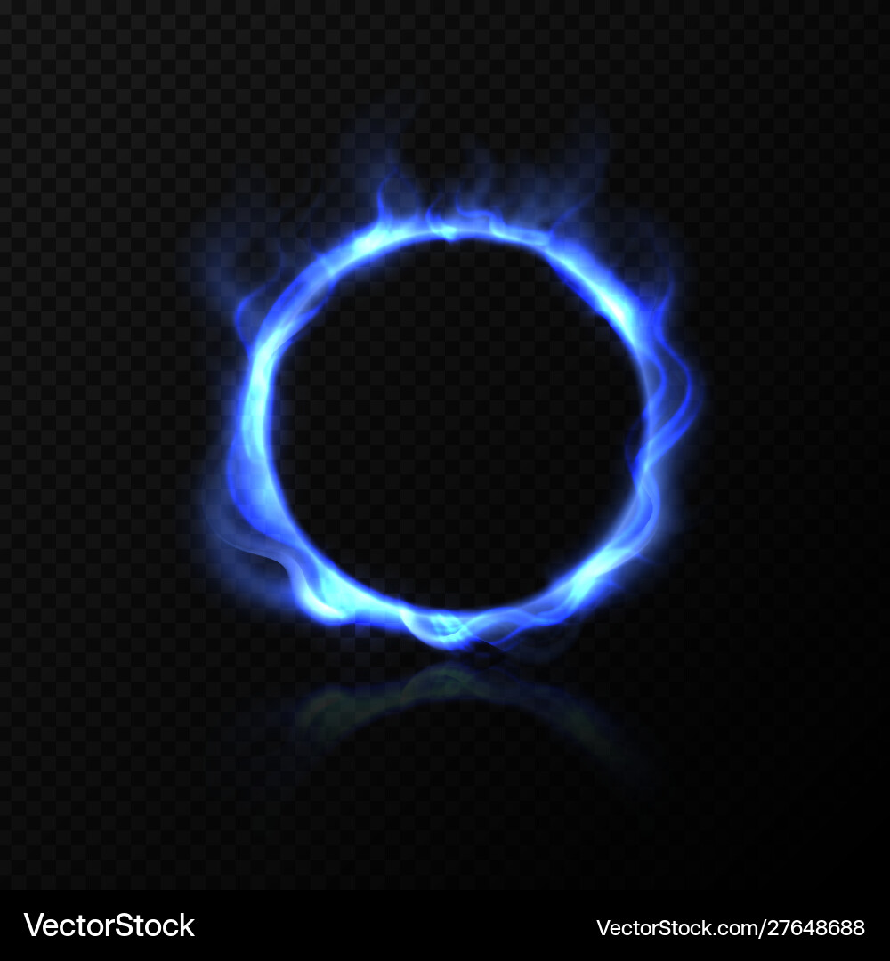 Realistic blue fire circle ring Royalty Free Vector Image