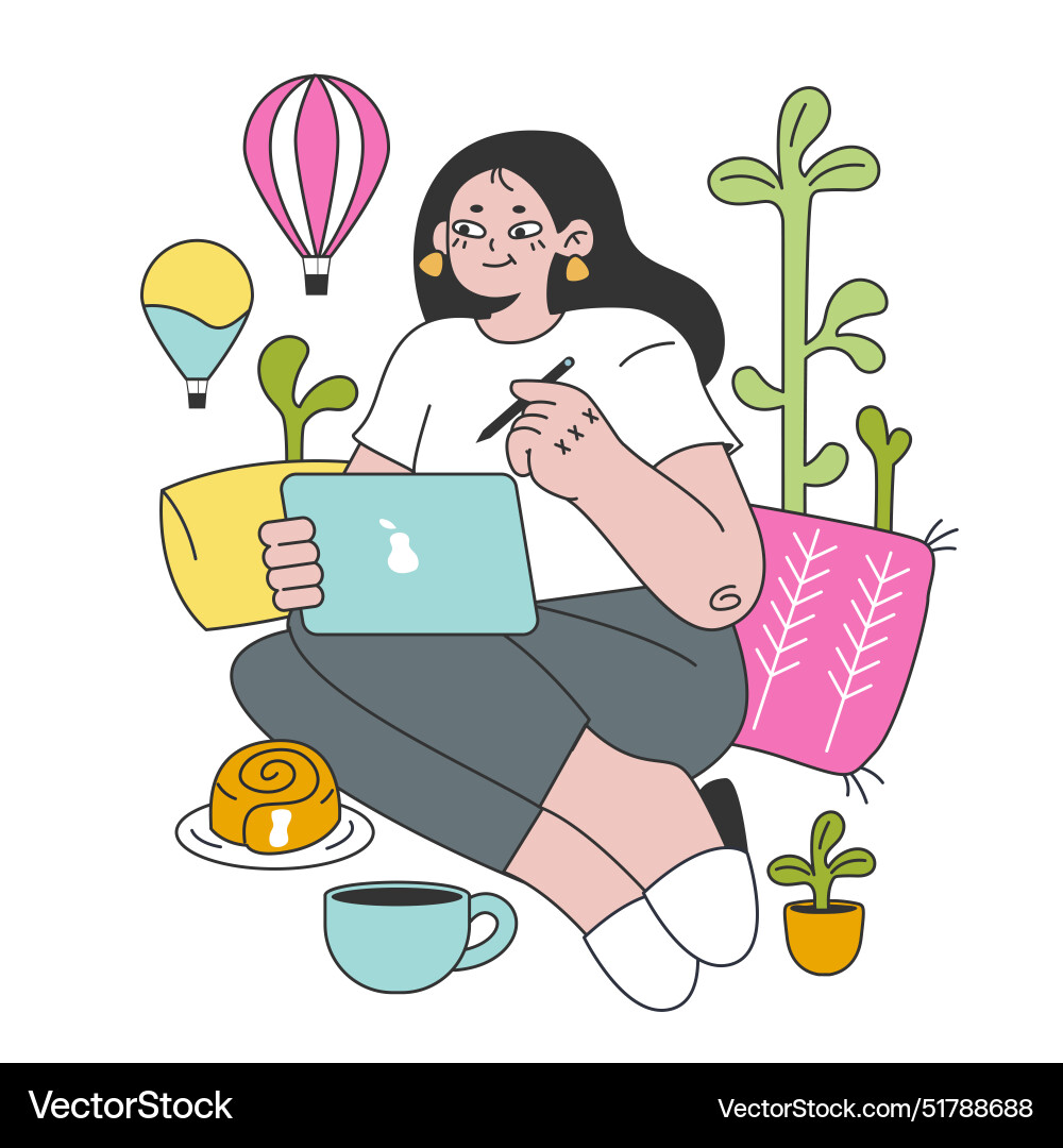 Workcation character working away from the office Vector Image