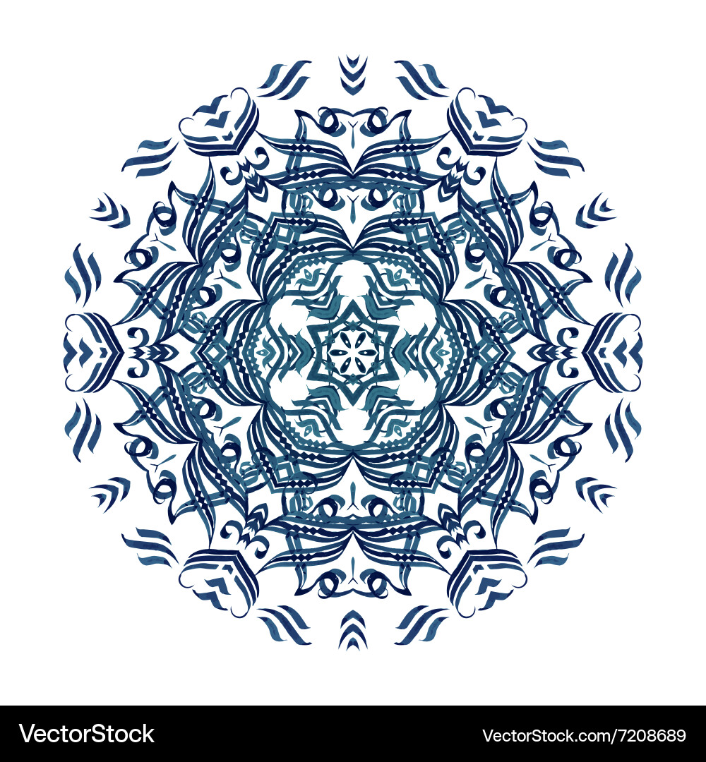 Blue Watercolor Mandala Royalty Free Vector Image