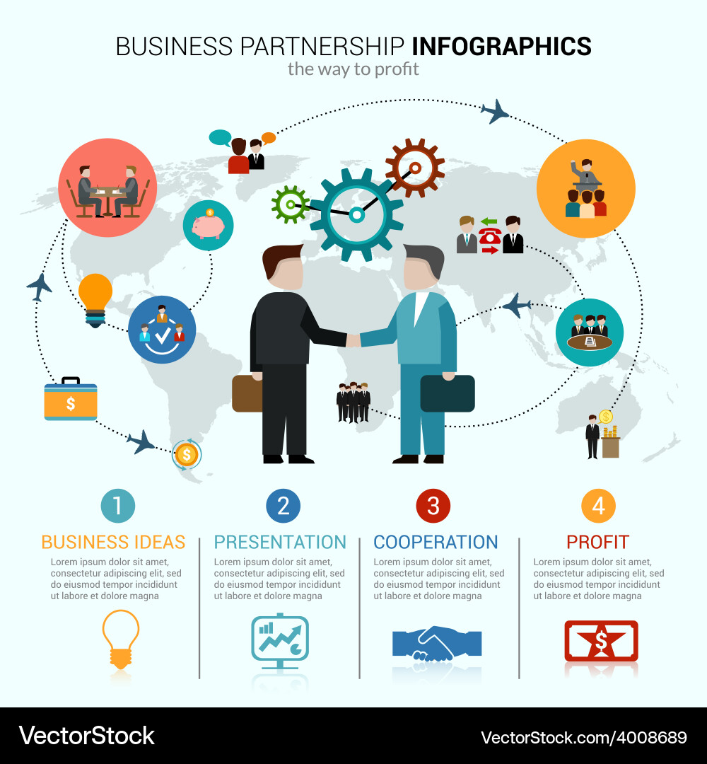 Business partnership infographics Royalty Free Vector Image