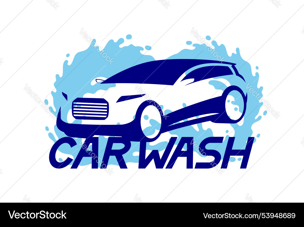 Car wash icon with water splash Royalty Free Vector Image