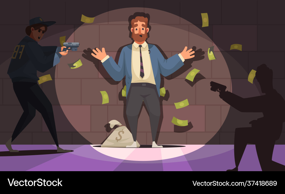 Dirty money corruption detention Royalty Free Vector Image
