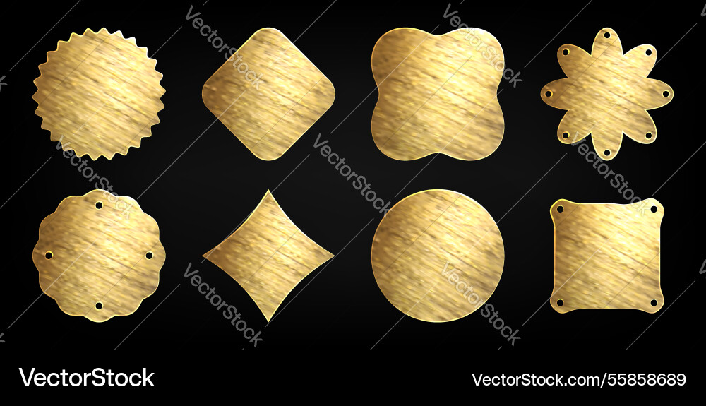 Gold foil sticker set with various shapes Vector Image