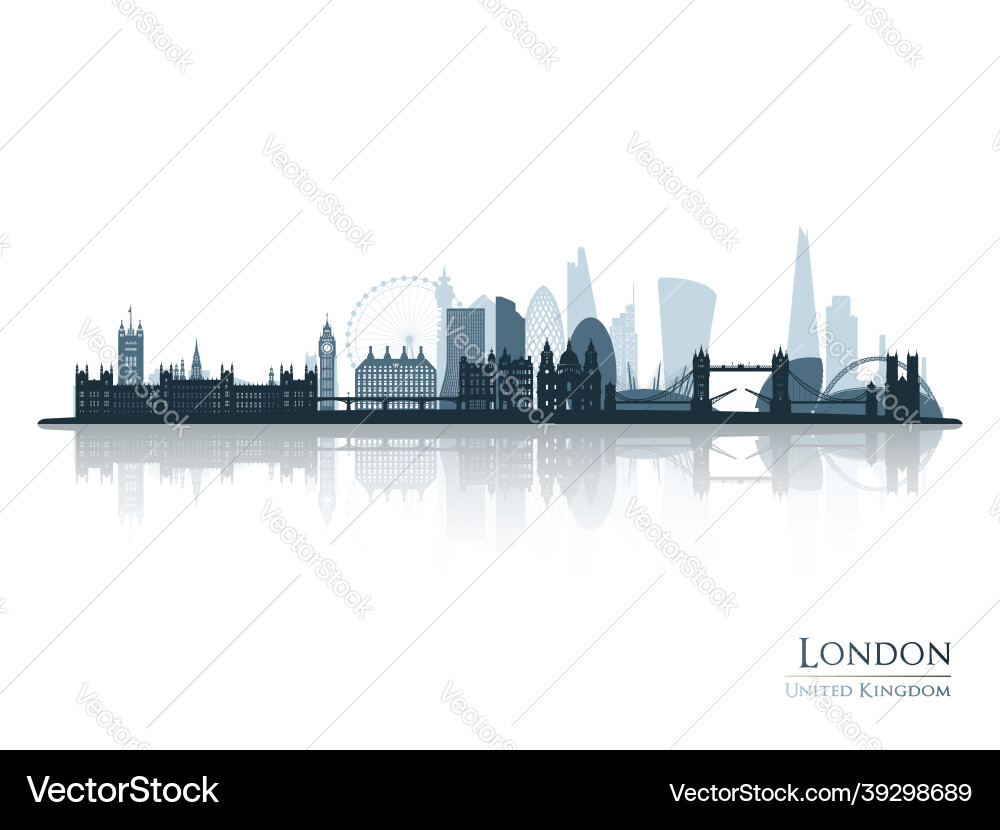 London skyline silhouette with reflection Vector Image