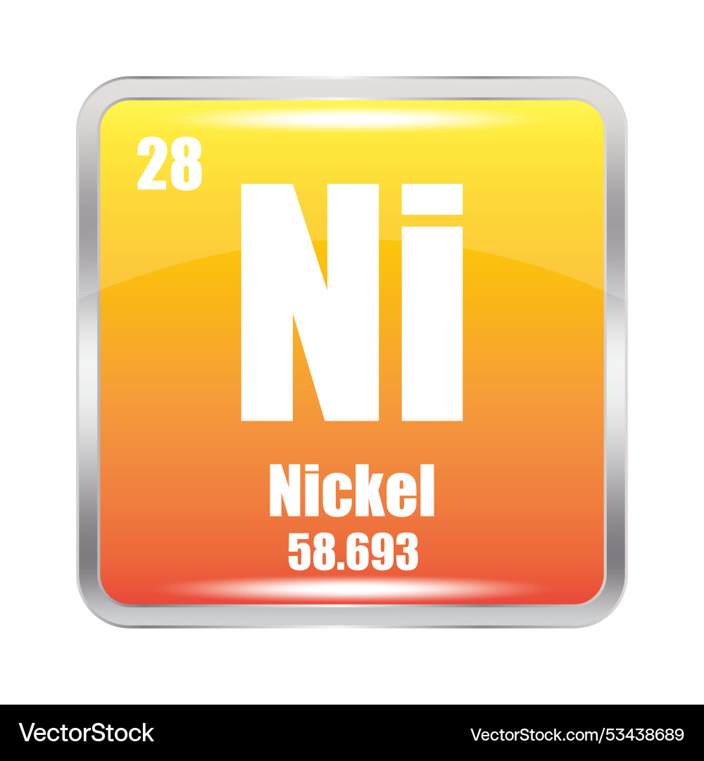 Nickel element icon atomic number 28 58693 Vector Image