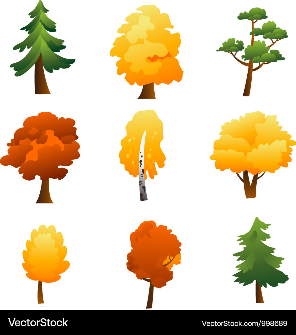 Set of trees - autumn Royalty Free Vector Image