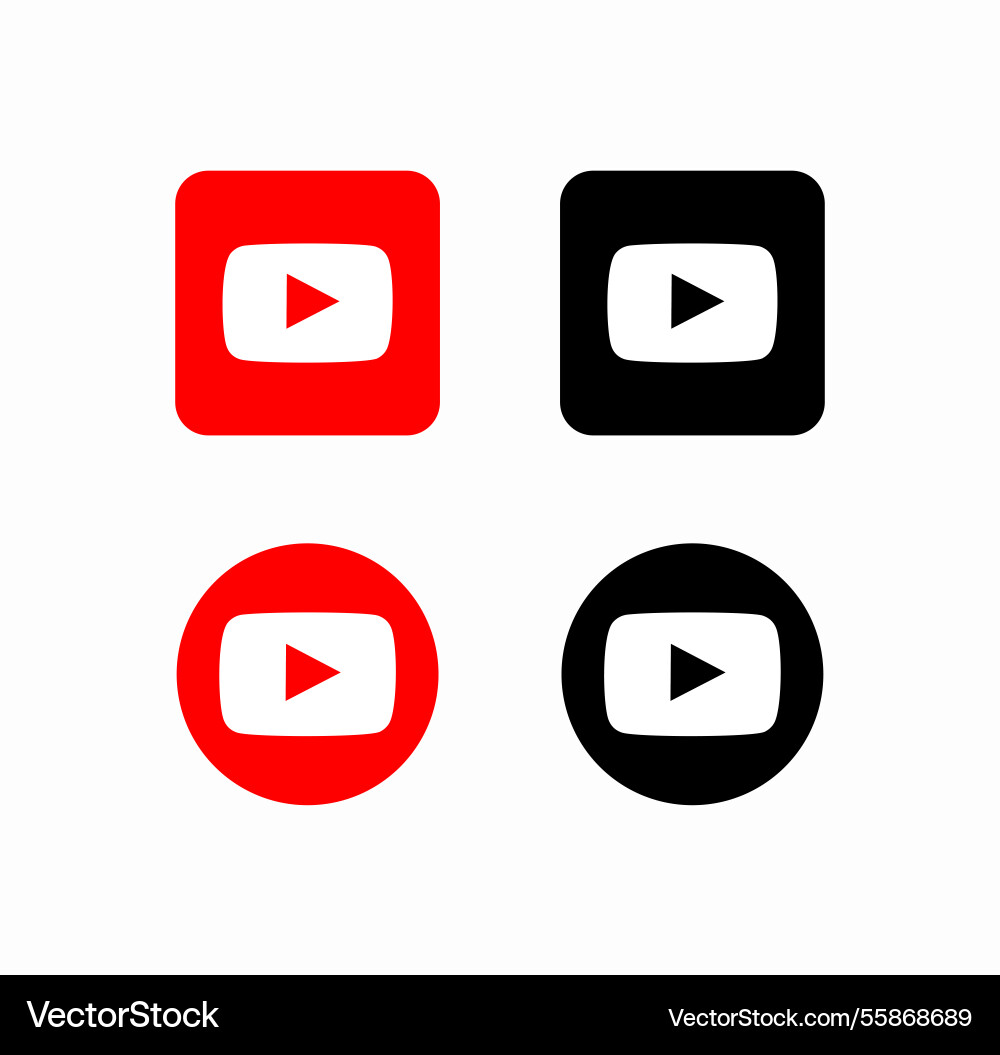 Set of youtube logo Royalty Free Vector Image - VectorStock