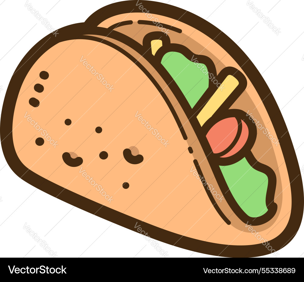 Taco - fast food doodle art Royalty Free Vector Image