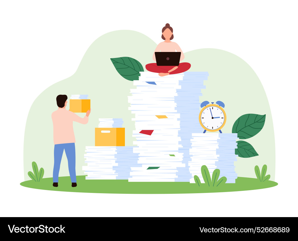 Unorganized office paperwork many paper documents Vector Image