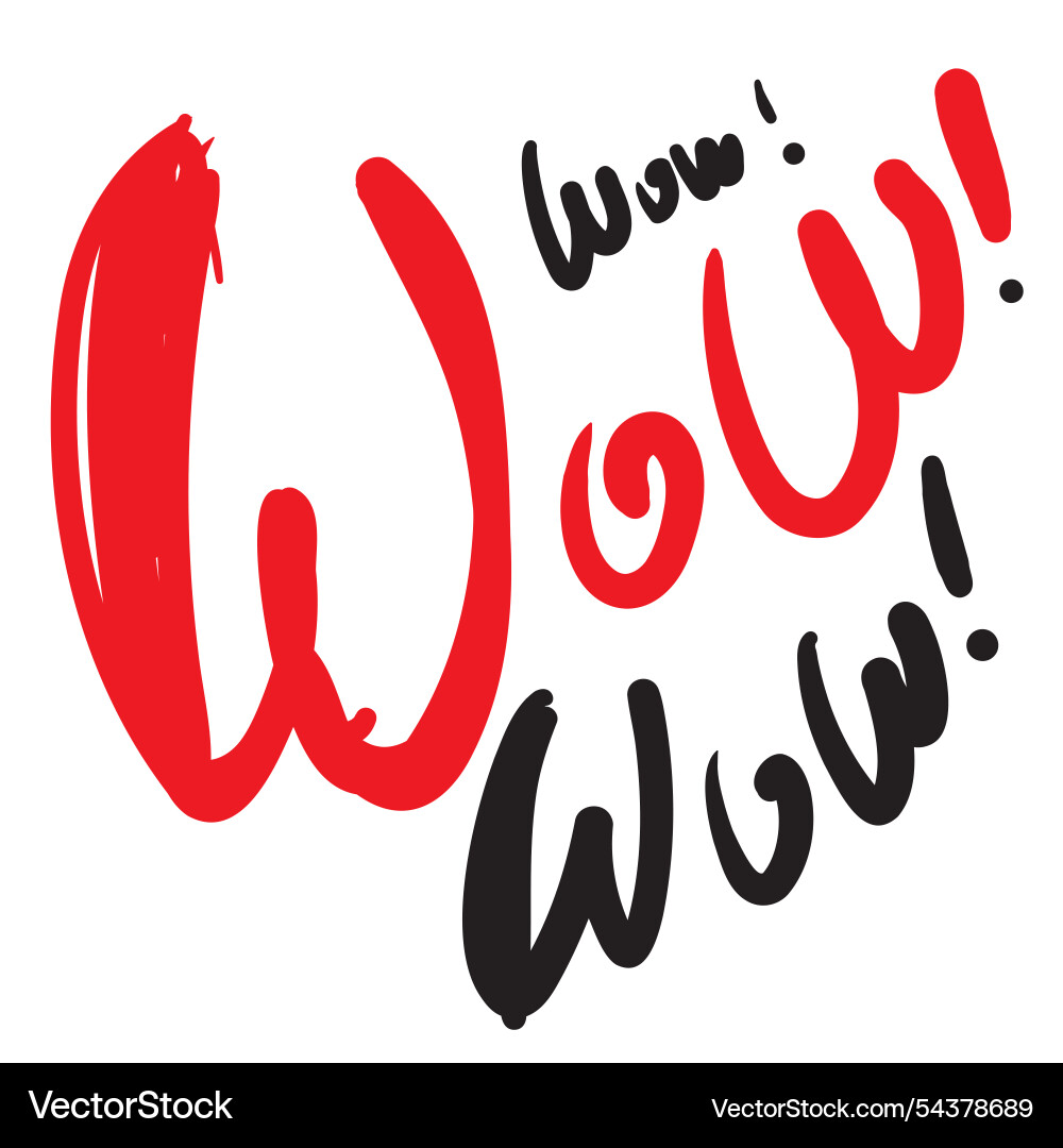 Wow hand drawn word set expression doodle text Vector Image