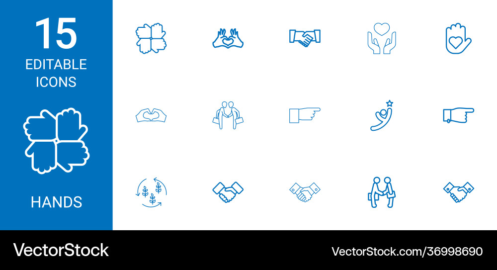 15 hands icons Royalty Free Vector Image - VectorStock