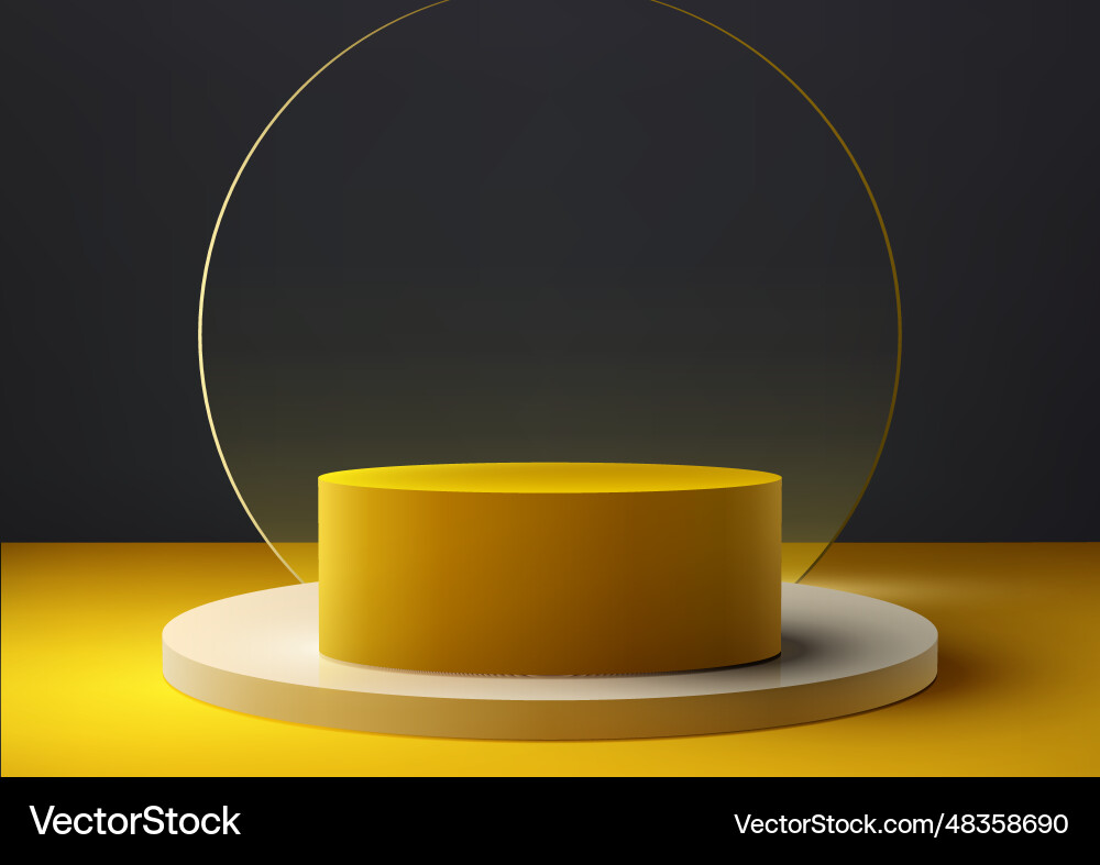 3d white and yellow podium stand Royalty Free Vector Image