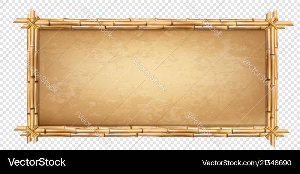 Brown bamboo stick border isolated on transparent Vector Image