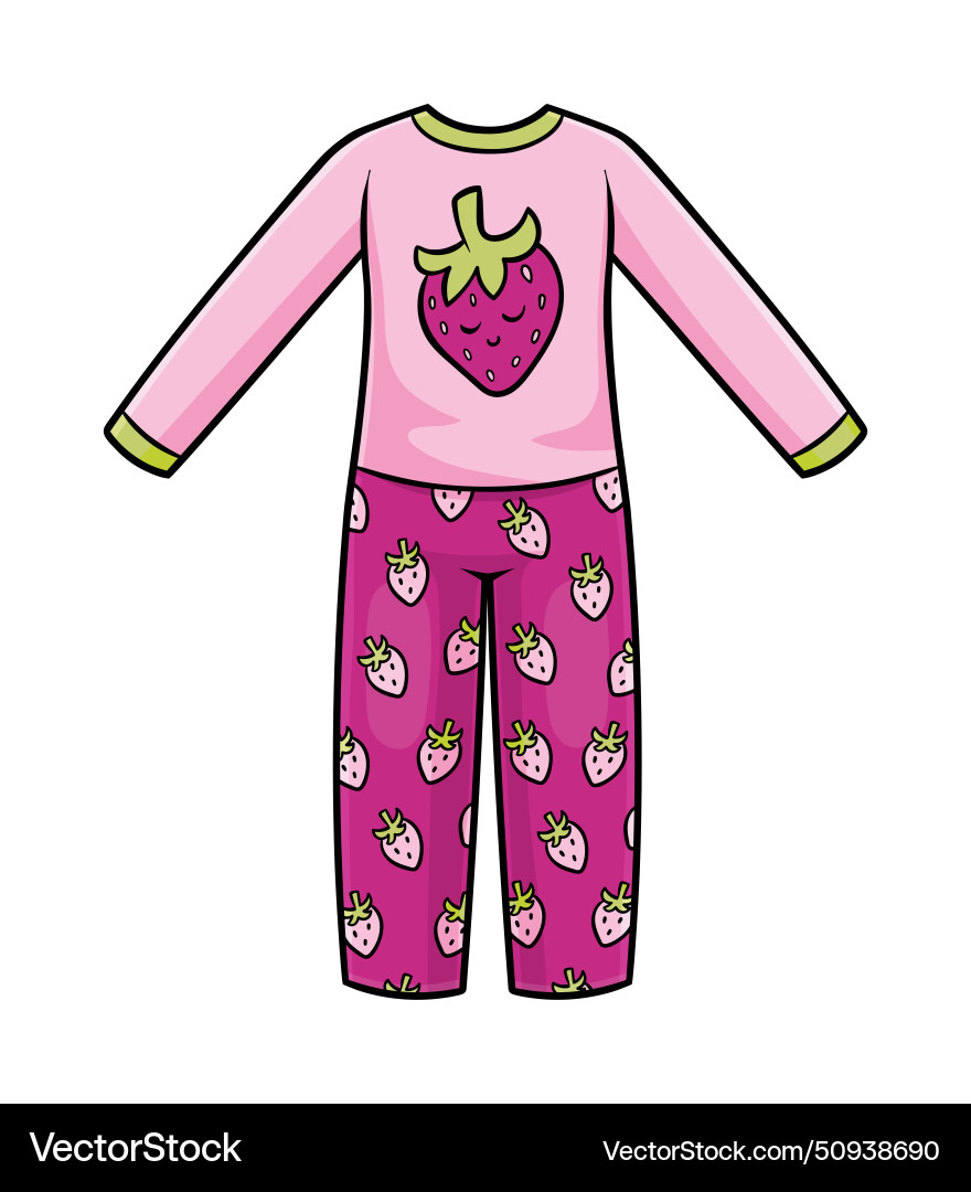 Cartoon for kids pyjamas with strawberry pattern Vector Image