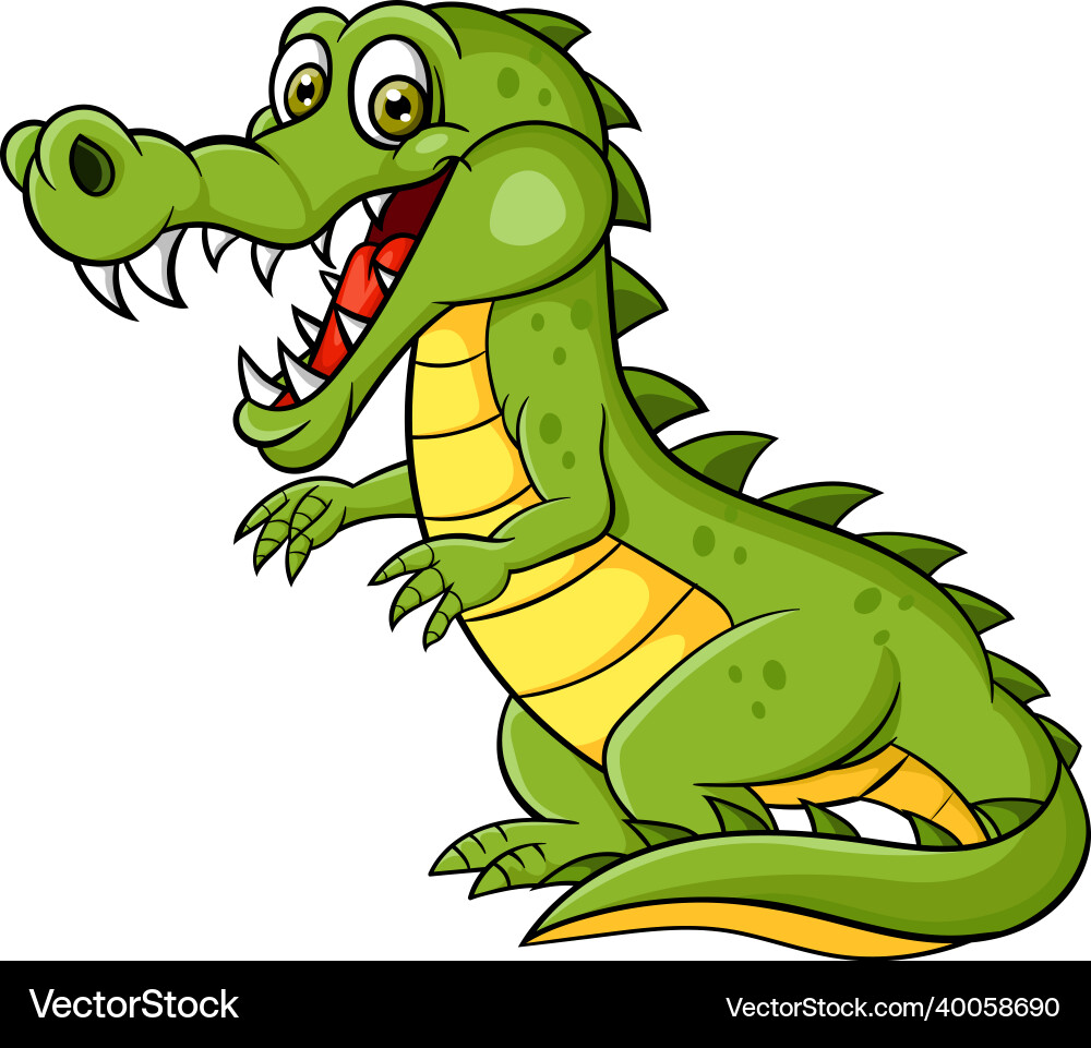 Cartoon funny crocodile isolated Royalty Free Vector Image