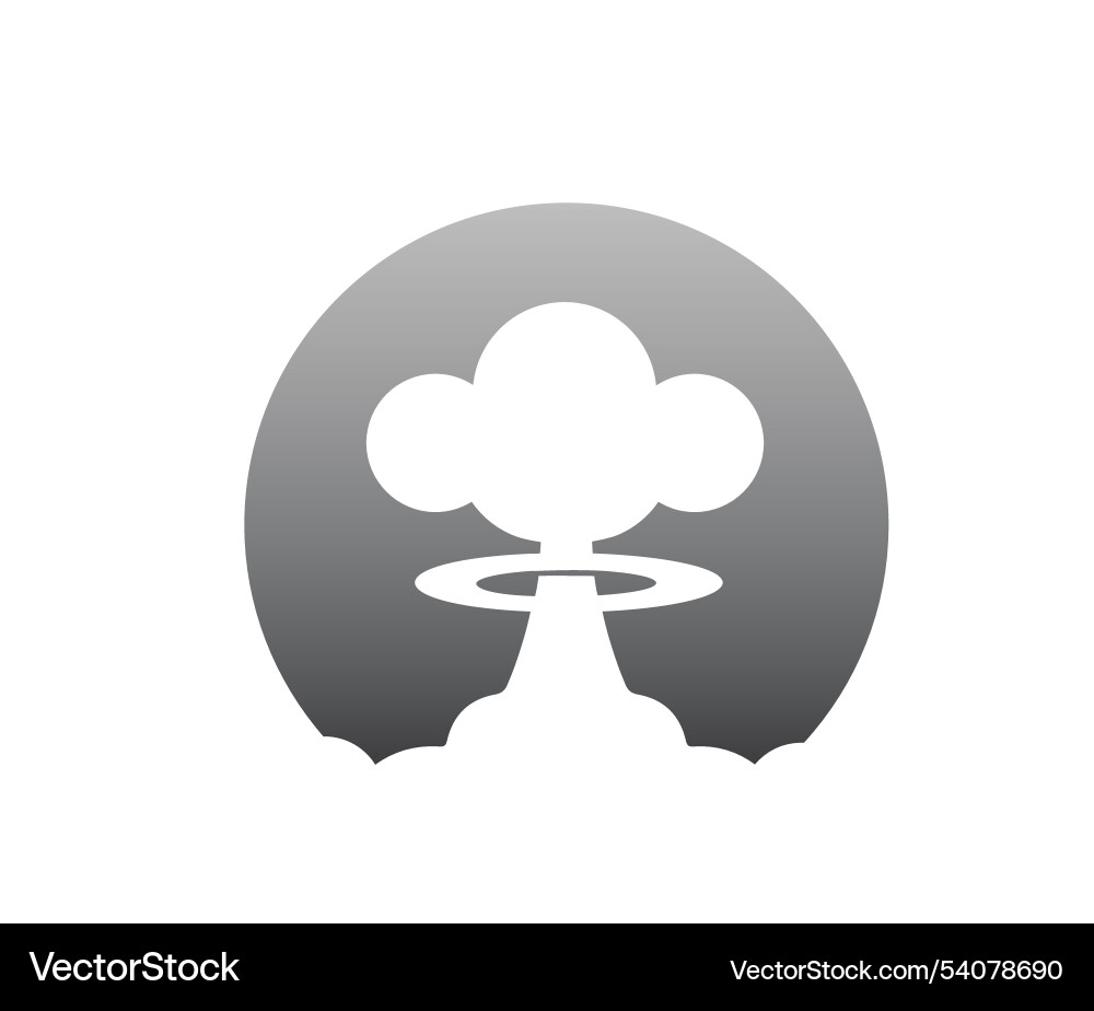 Creative nuclear explosion mushroom circle logo Vector Image