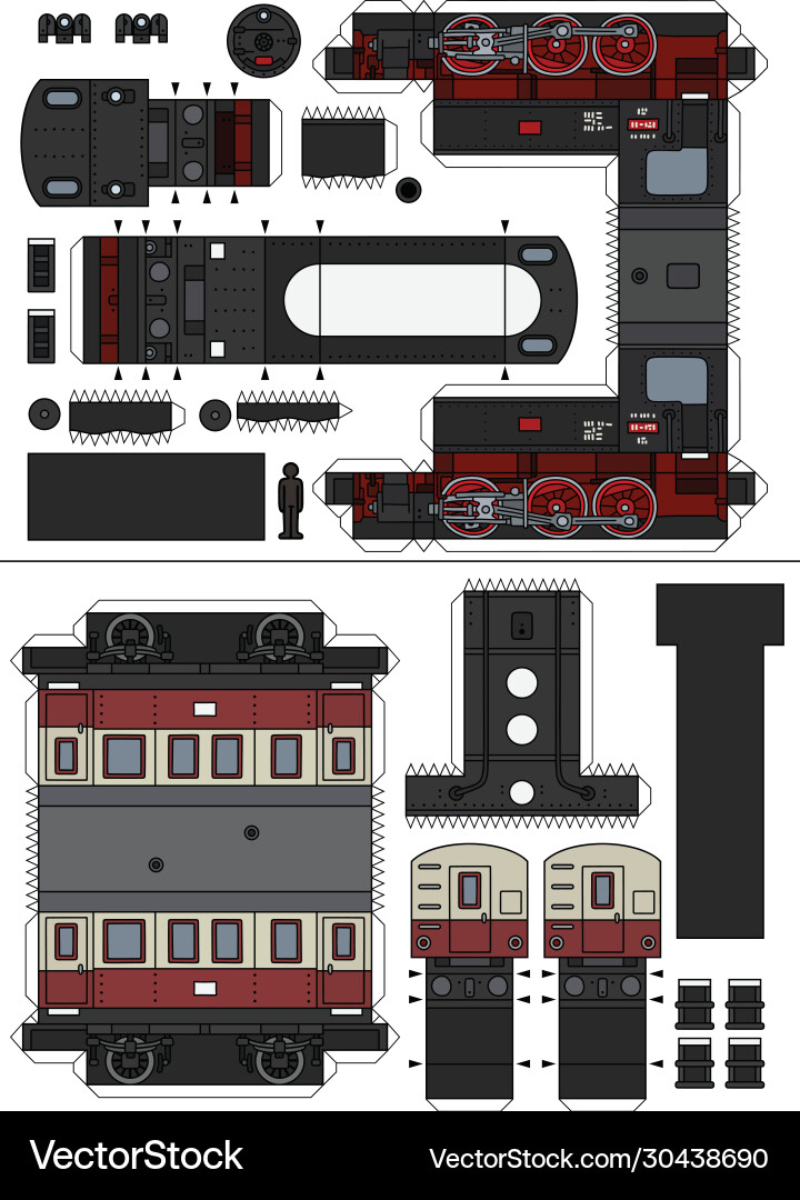Paper model a vintage steam train Royalty Free Vector Image