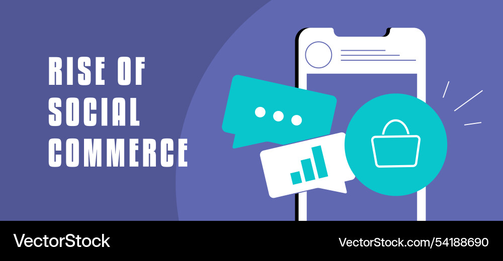 Social commerce growth banner featuring online Vector Image