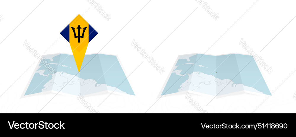 Two versions of an barbados folded map one Vector Image