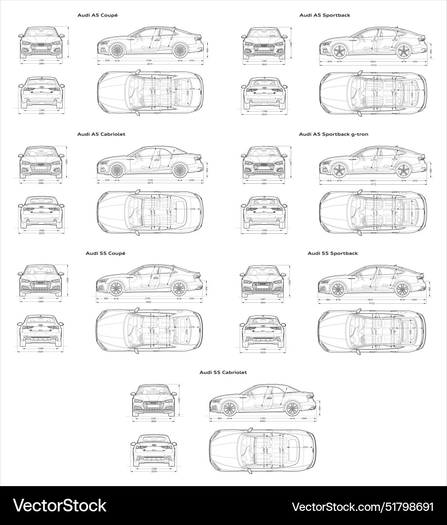 Audi a5 s5 coupe cabrio sportback 2017 Royalty Free Vector