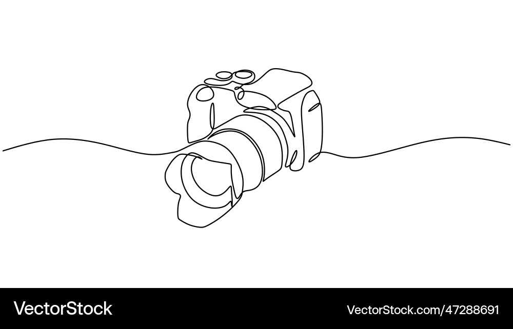 Dslr camera continuous one line drawing editable Vector Image