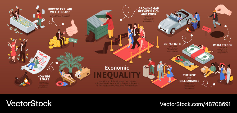 Economic inequality isometric infographics Vector Image