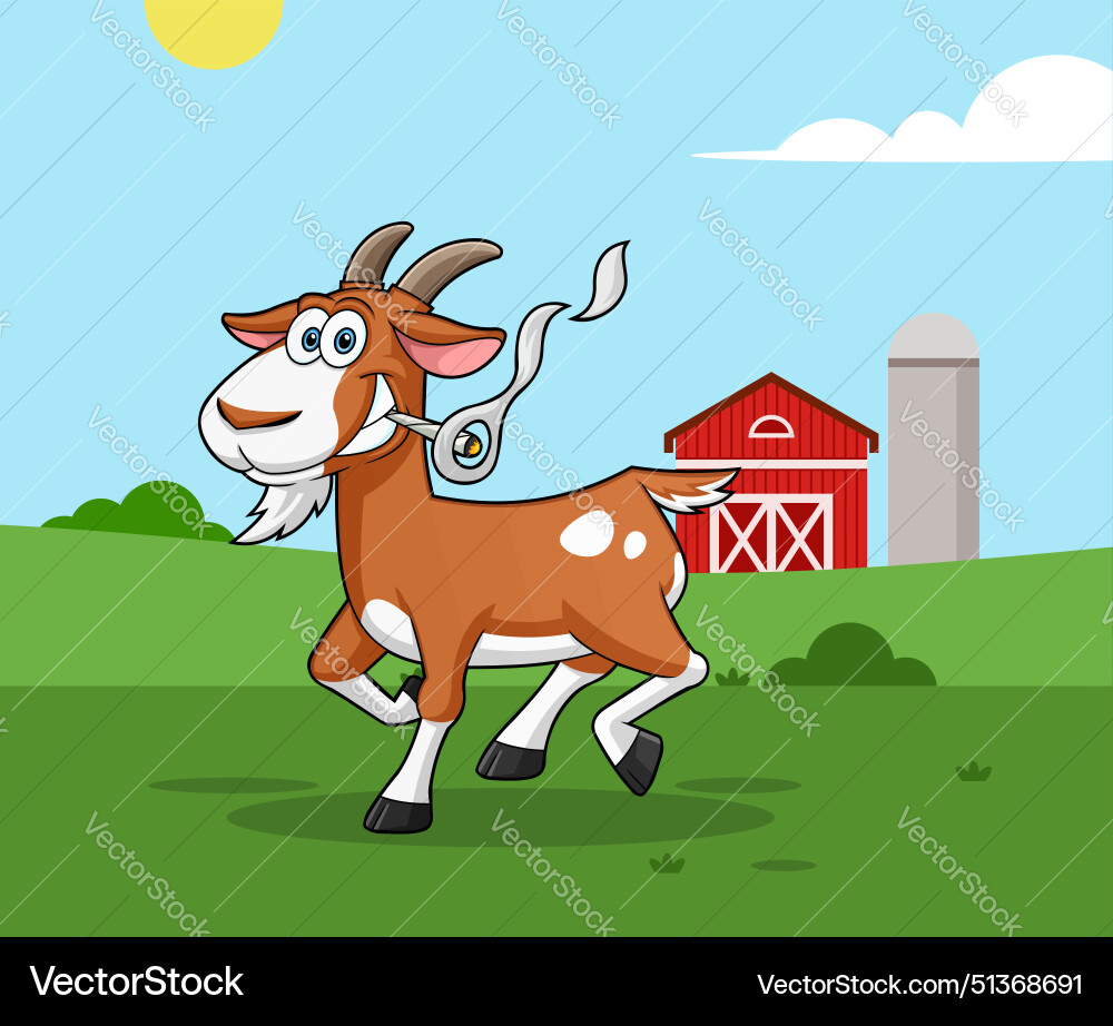 Funny goat cartoon character running Royalty Free Vector