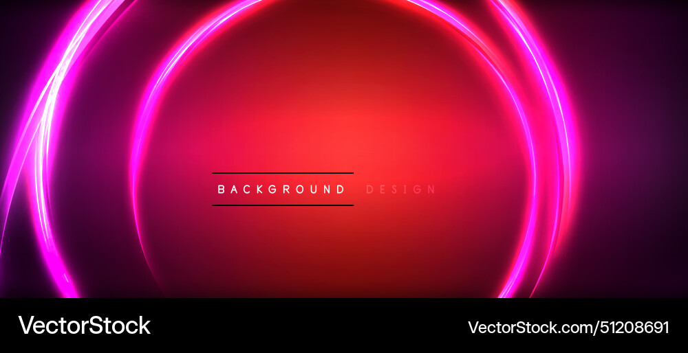 Glowing neon circles on a dark red background Vector Image