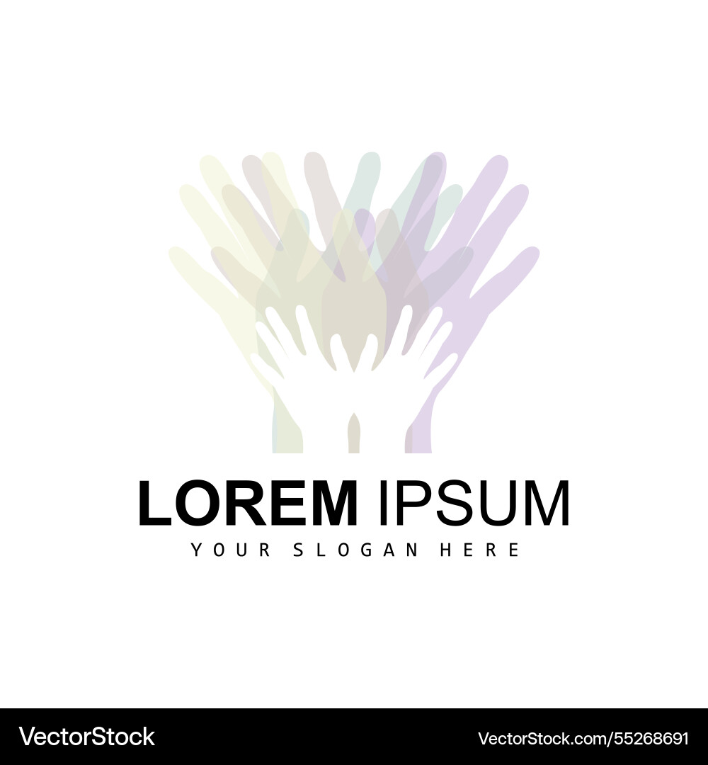 Hand logo teamwork team company design body Vector Image